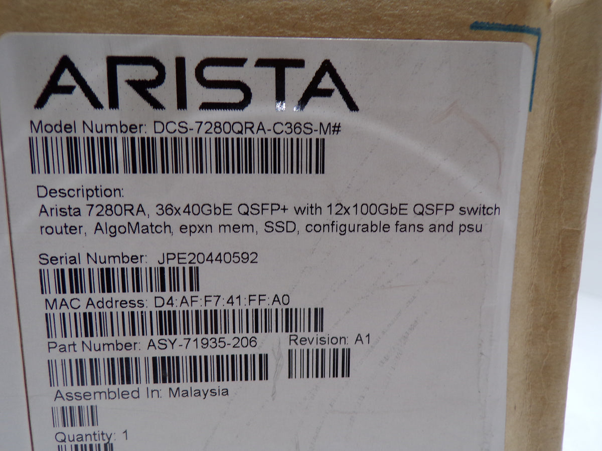 Arista DCS-7280QRA-C36SM-FLX-R – NW Remarketing Inc