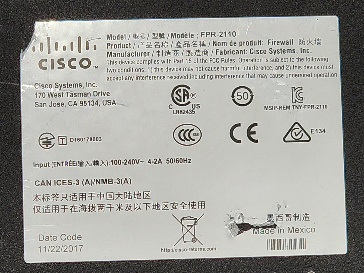 Cisco FPR2110-NGFW-K9 – NW Remarketing Inc
