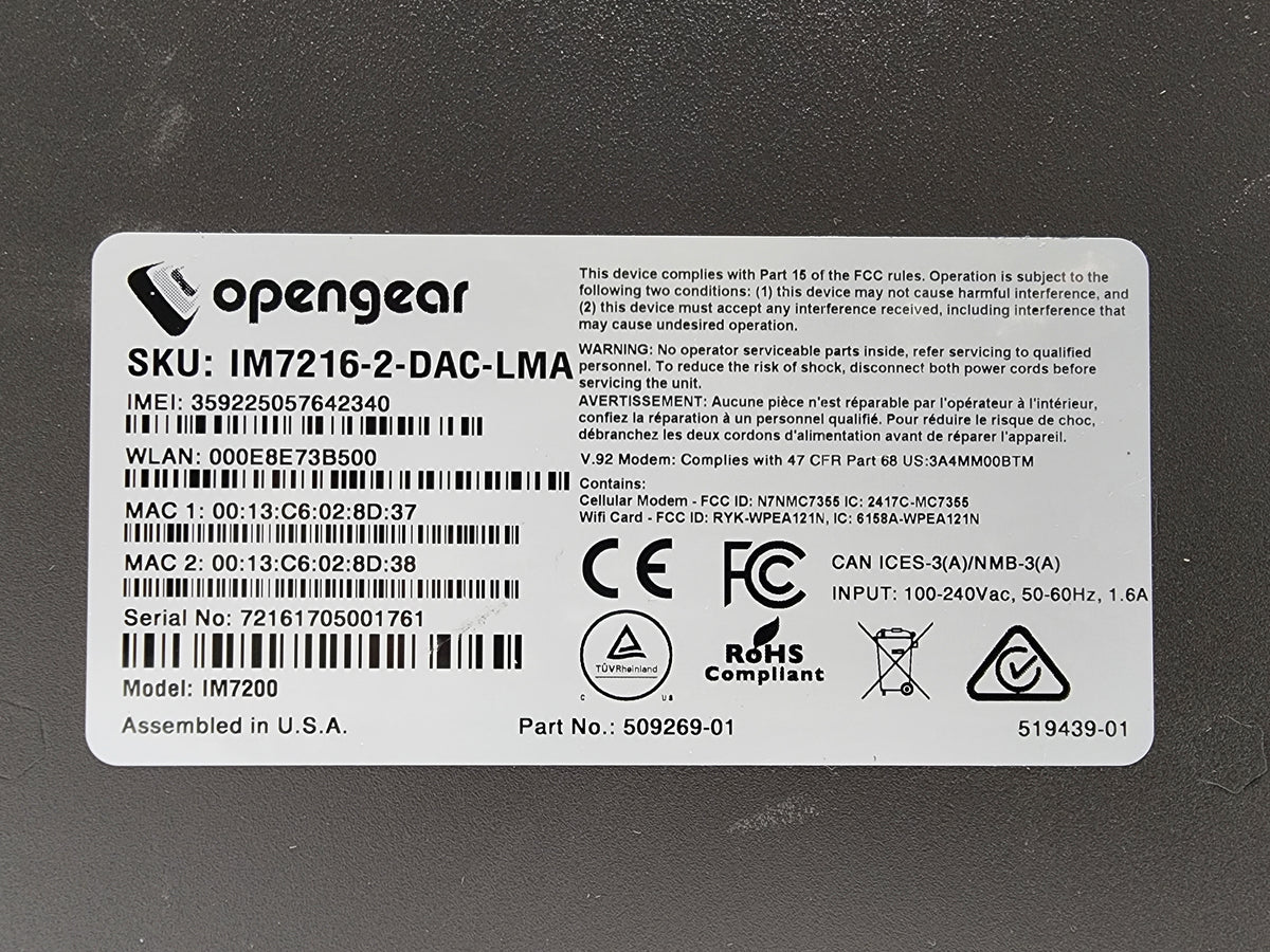 Opengear IM7216-2-DAC-LMA – NW Remarketing Inc