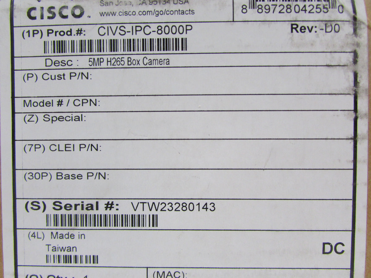 Cisco CIVS-IPC-8000P – NW Remarketing Inc